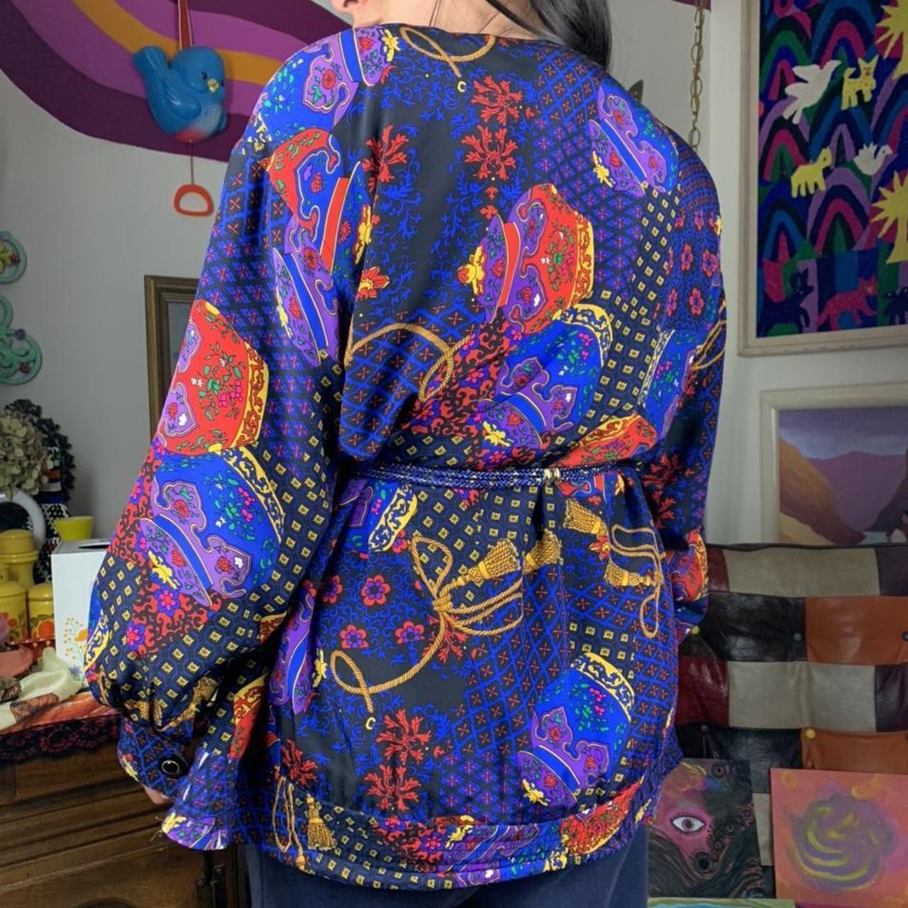 Vintage 90s Lightweight Silk Jacket, all over ornate... - Depop