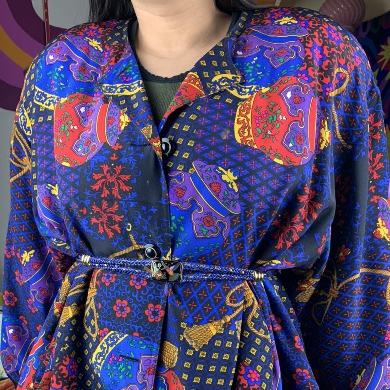 Vintage 90s Lightweight Silk Jacket, all over ornate... - Depop