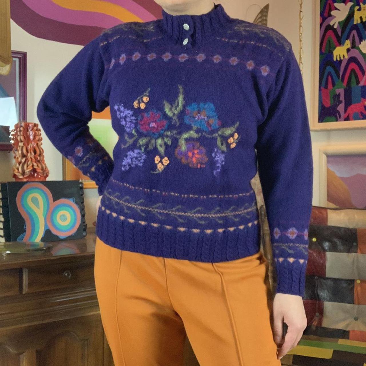 Vintage 90s Purple Wool Pull Over Sweater with... - Depop