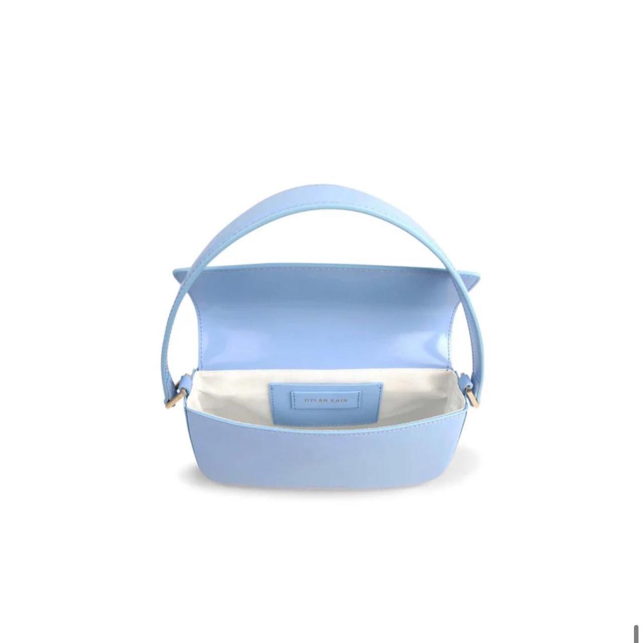 Dylan Kain The Baguette Patent in sky blue with gold... - Depop