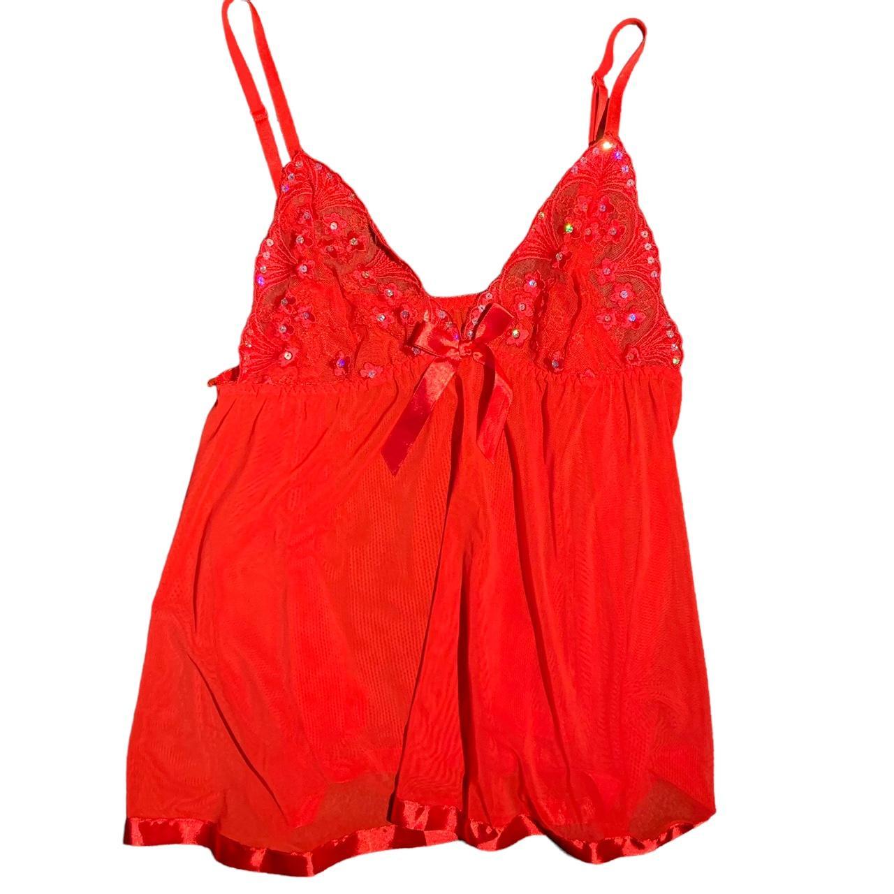 red babydoll mesh top this top is so cute and y2k,... - Depop