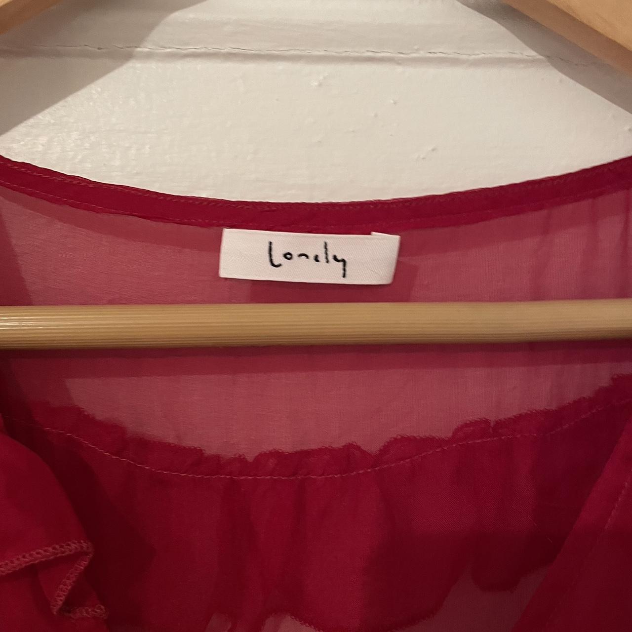 Lonely Label sheer red silk dress with ruffles Shown... - Depop
