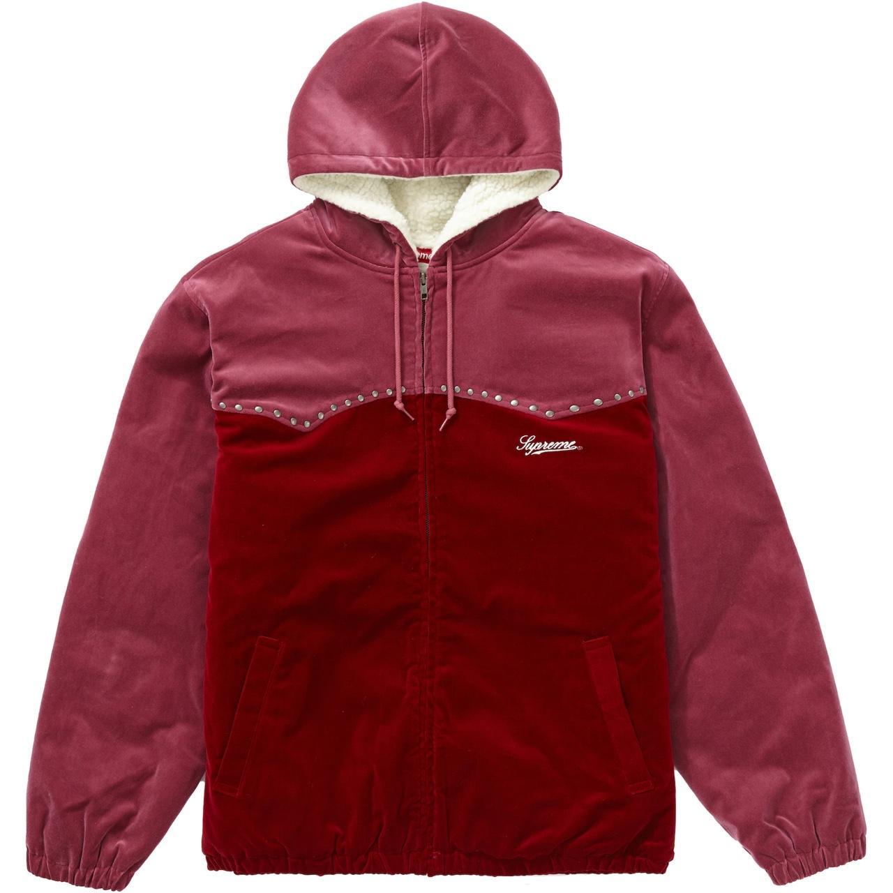 Red and pink velvet supreme jacket Supreme Studded... - Depop