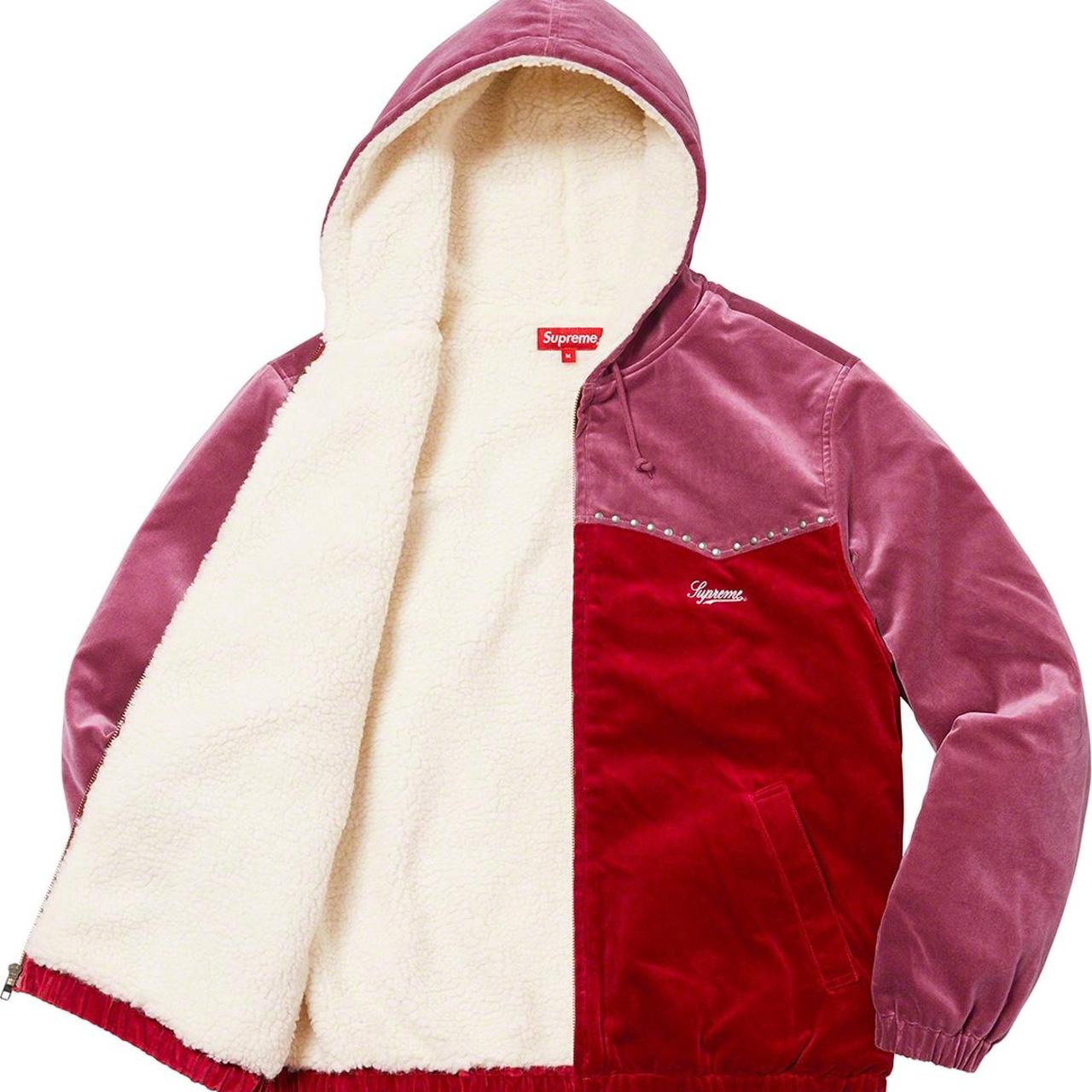 Red and pink velvet supreme jacket Supreme Studded... - Depop