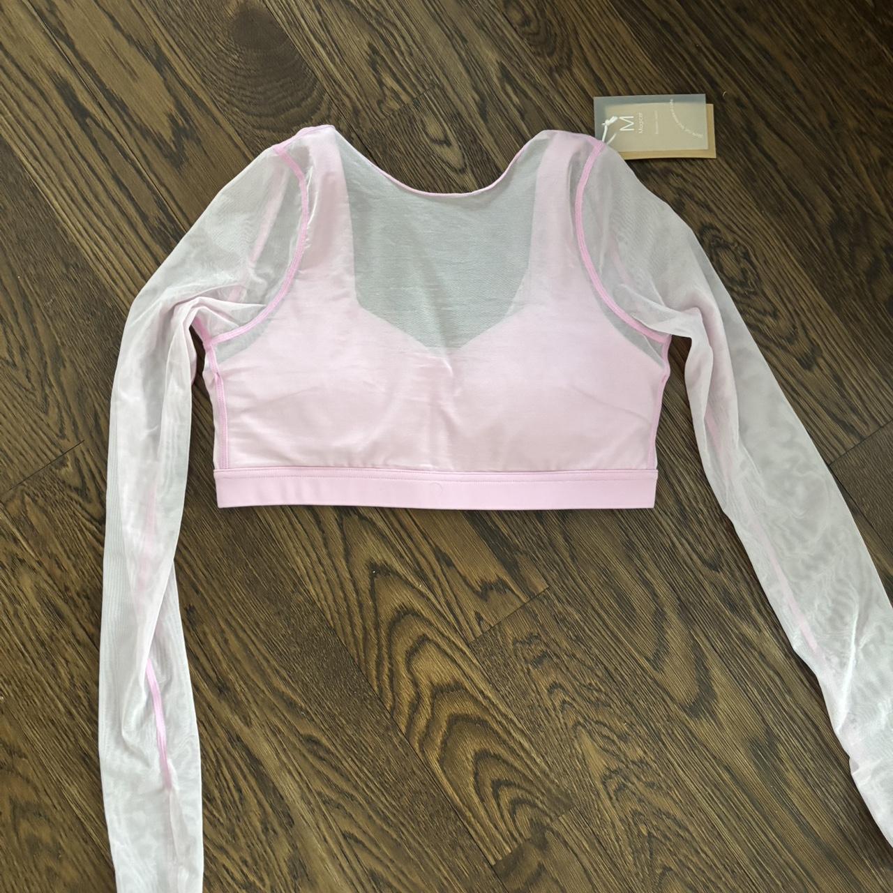 Brand new Blogilates pink and white sheer long... | Depop