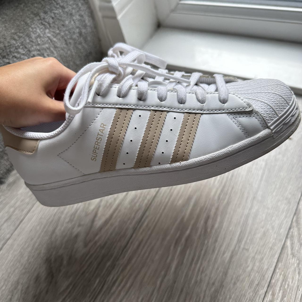 Adidas tan/ beige superstars Worn once never worn... - Depop