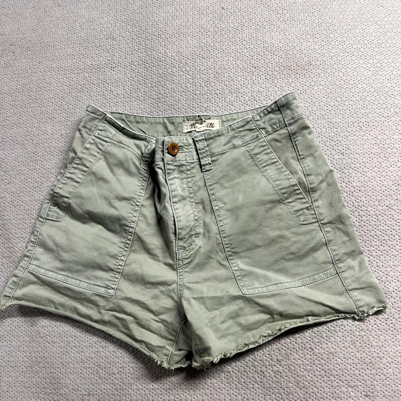 Madewell Light Sage Green Cotton Blend Cargo Shorts... - Depop