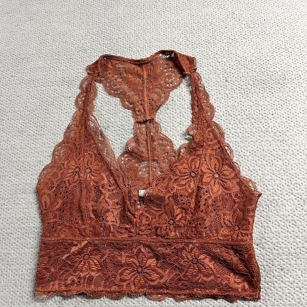 Kimchi Blue Rust Orange Lace Bralette Size Small... - Depop