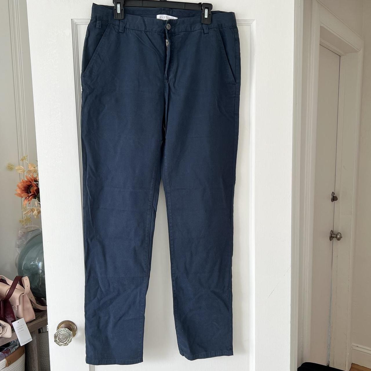 Everlane Navy Blue 100% Cotton Casual Pants Size 33... - Depop