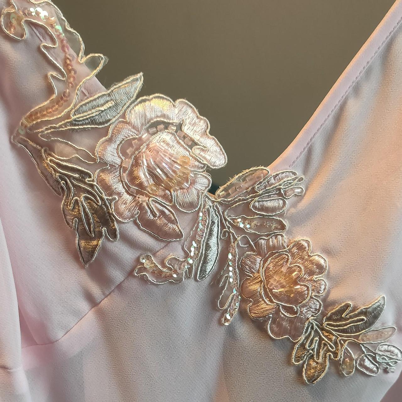 Gorgeous blush pink sheer midi dress with slit up... - Depop