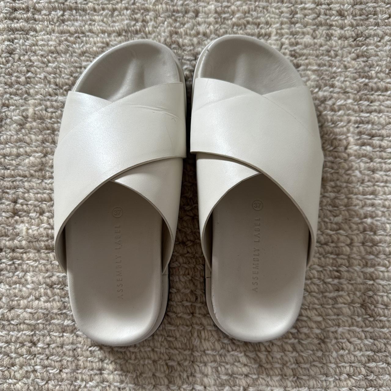 Assembly Label cream slide sandals EU 37 worn... - Depop