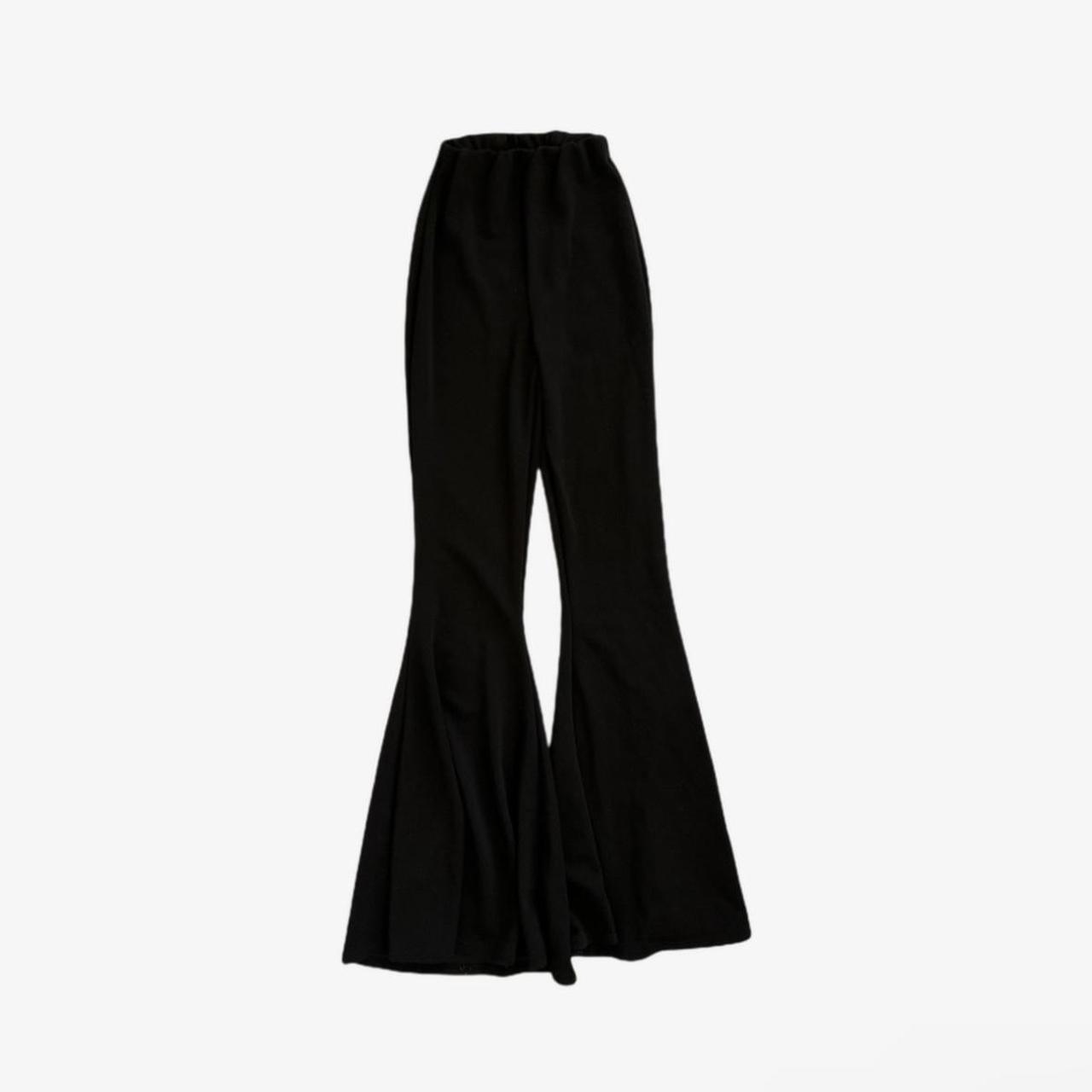 black bell bottoms with elastic waist - Depop