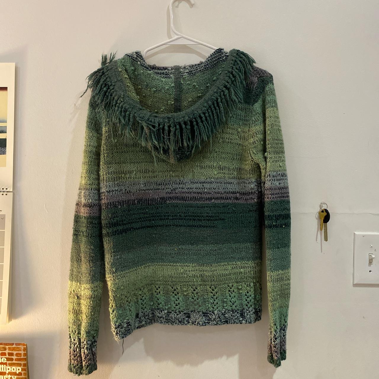 Fringey Knitted Hooded Cardigan size M Super... - Depop