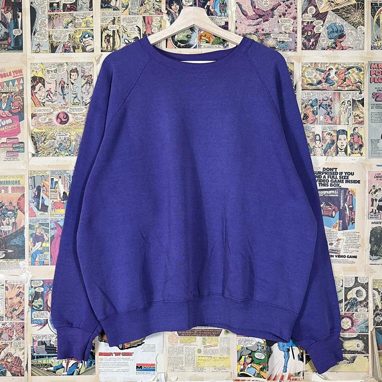 Vintage 80s Essential Purple Lee Blank Crewneck... - Depop