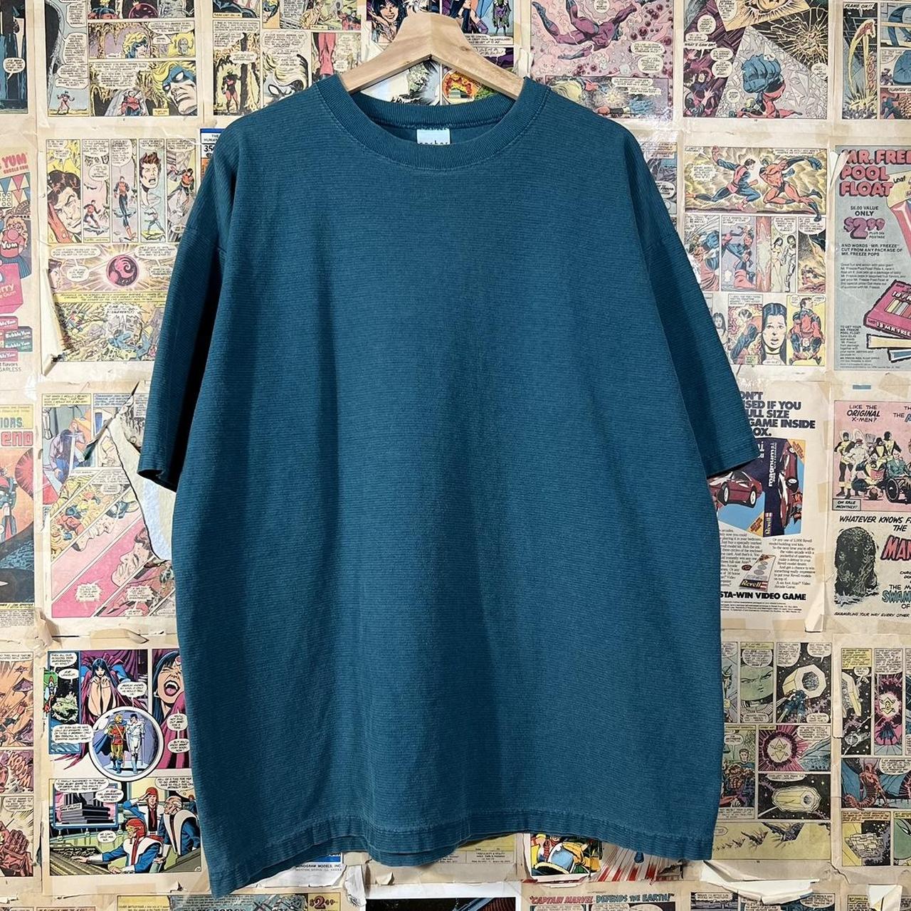 Vintage 90s Essential Blue Ribbed Anchor Blue Blank... - Depop