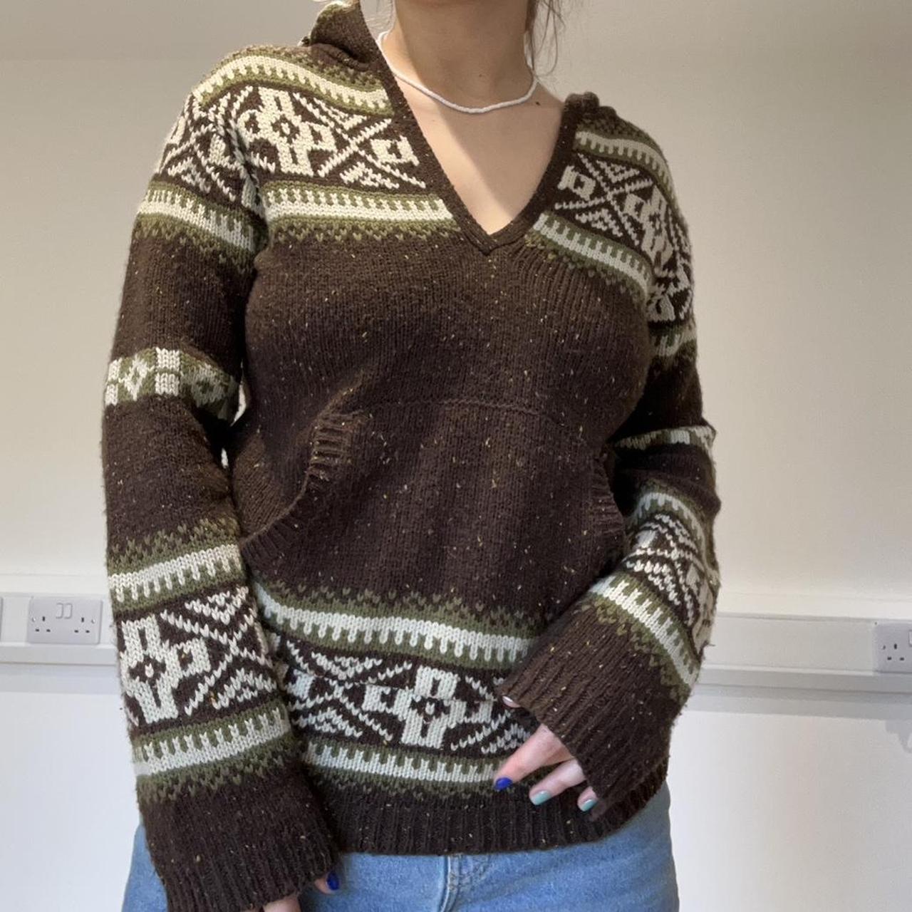 Cute hippie jumper with a hood, no size but I’d... - Depop