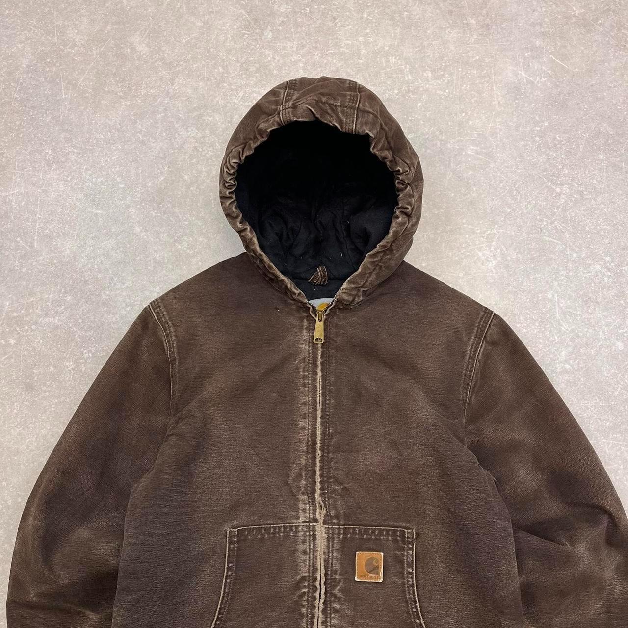 Vintage hooded Carhartt jacket Thick heavy canvas... - Depop