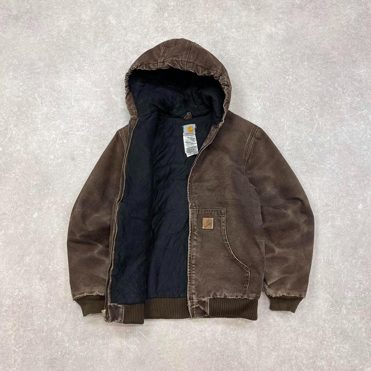 Vintage hooded Carhartt jacket Thick heavy canvas... - Depop