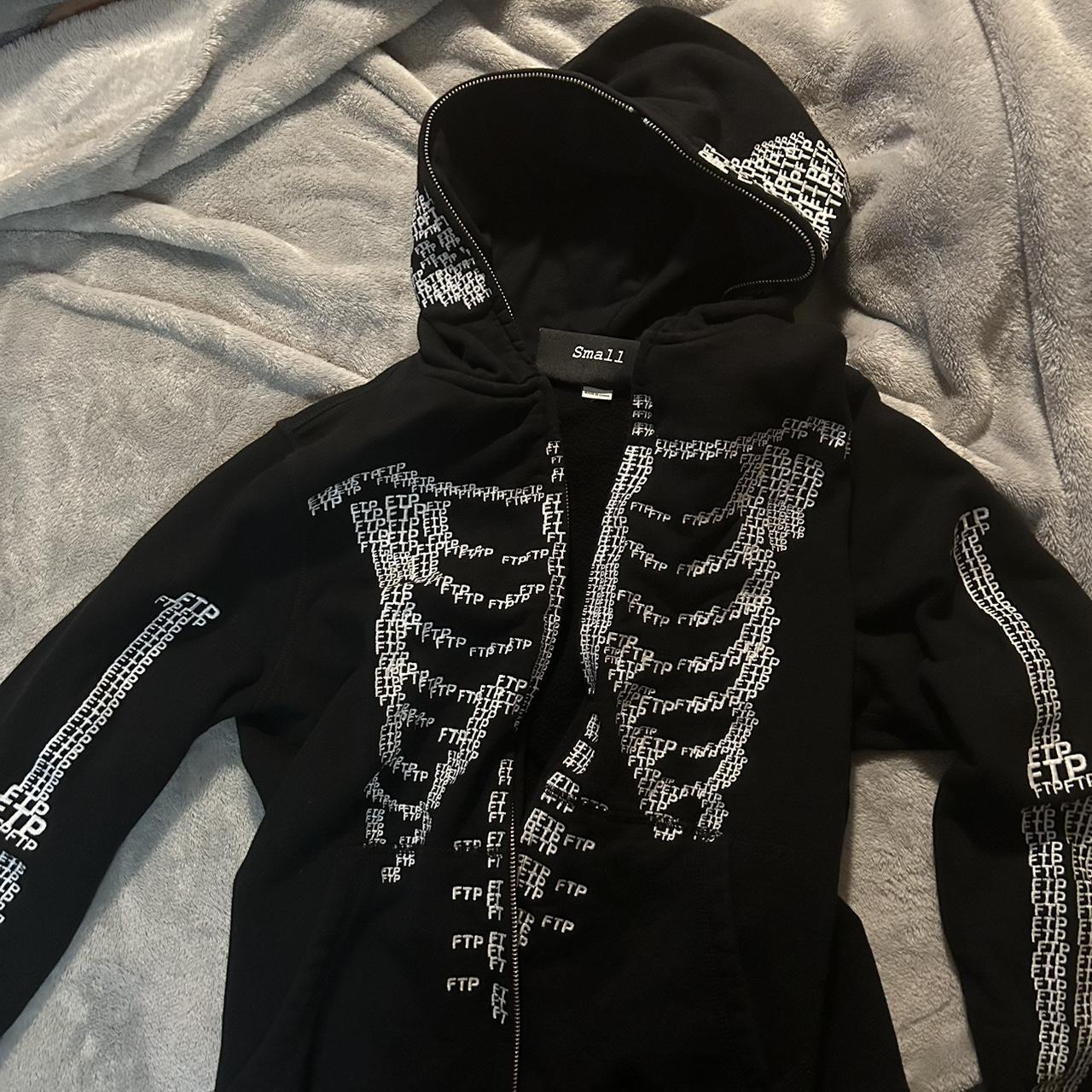 FTP all over skeleton embroidered zip up... - Depop