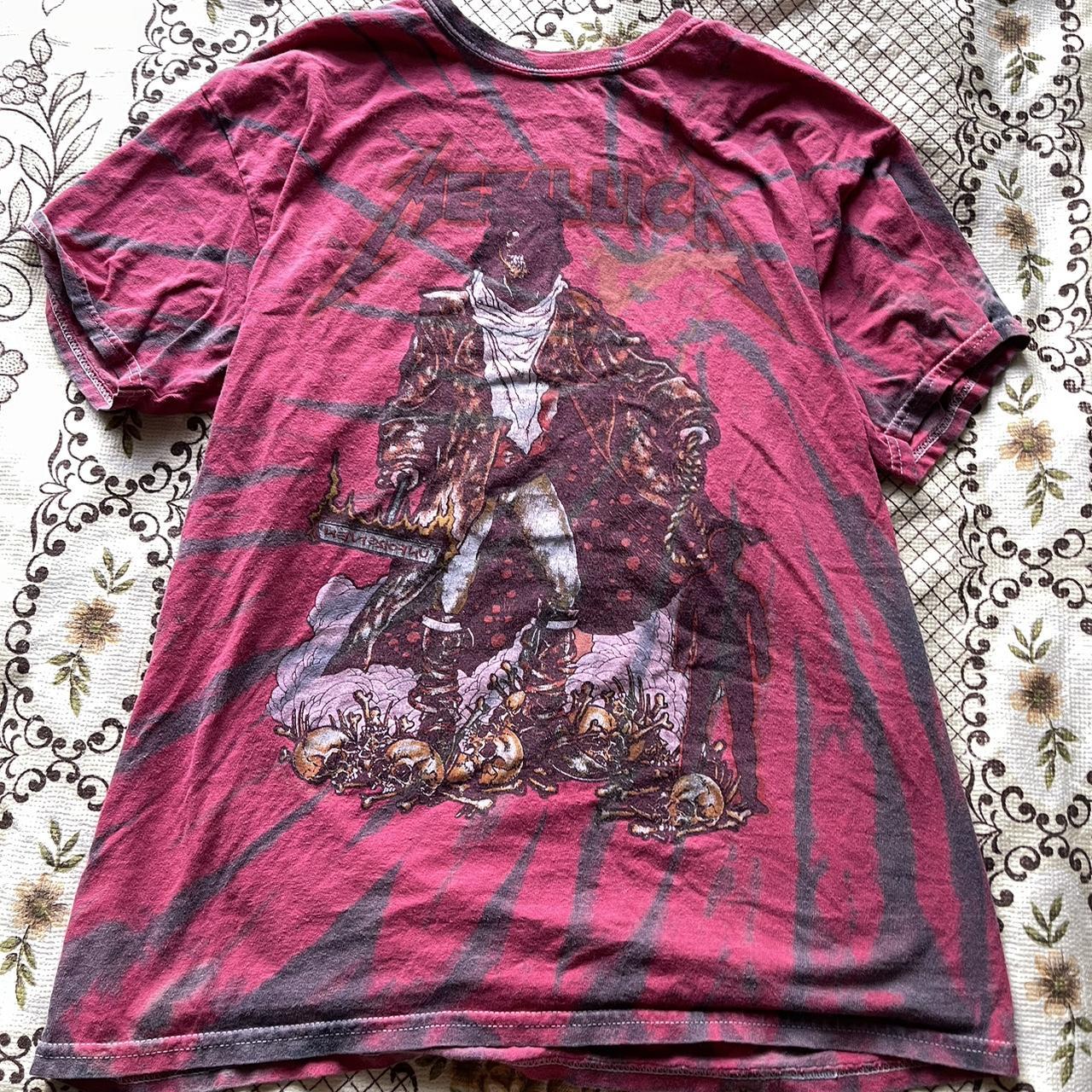 Metallica tie dye red and black band tee i love the... - Depop