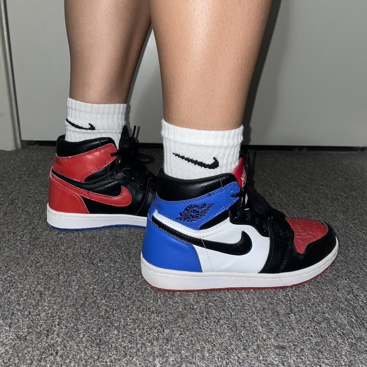 Air Jordan Nike retro high OG blue, red, and white... - Depop