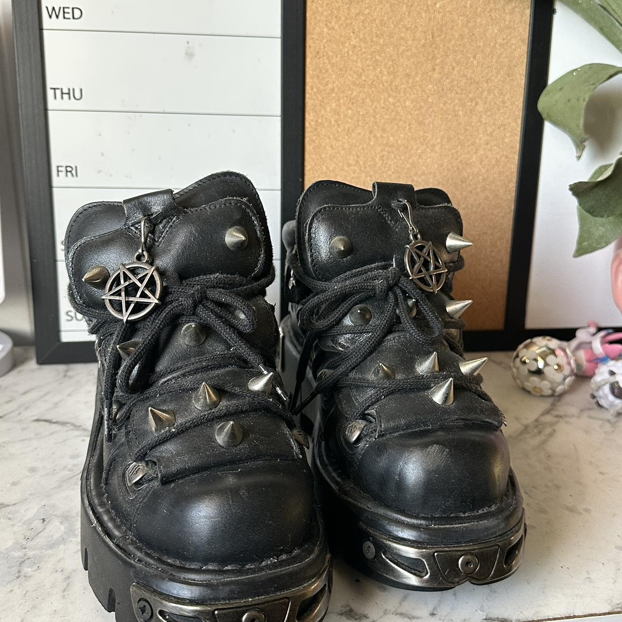 NEW ROCK shoes with pentagram charm (removable)... - Depop