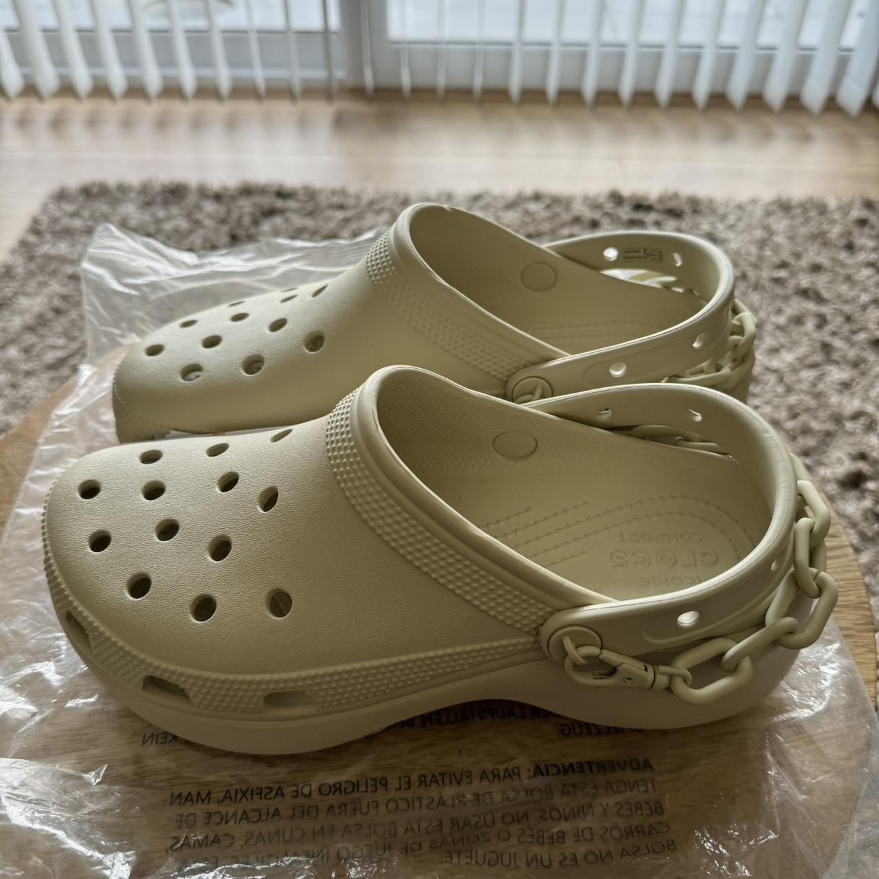 Crocs Classic Platform Chain Clog - Bone Colour.... - Depop