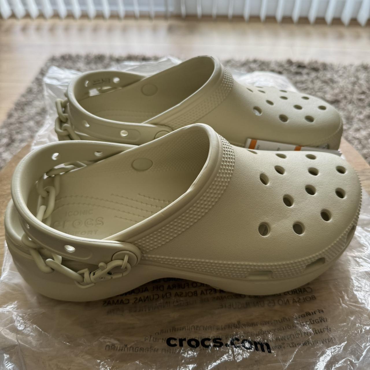 Crocs Classic Platform Chain Clog - Bone Colour.... - Depop