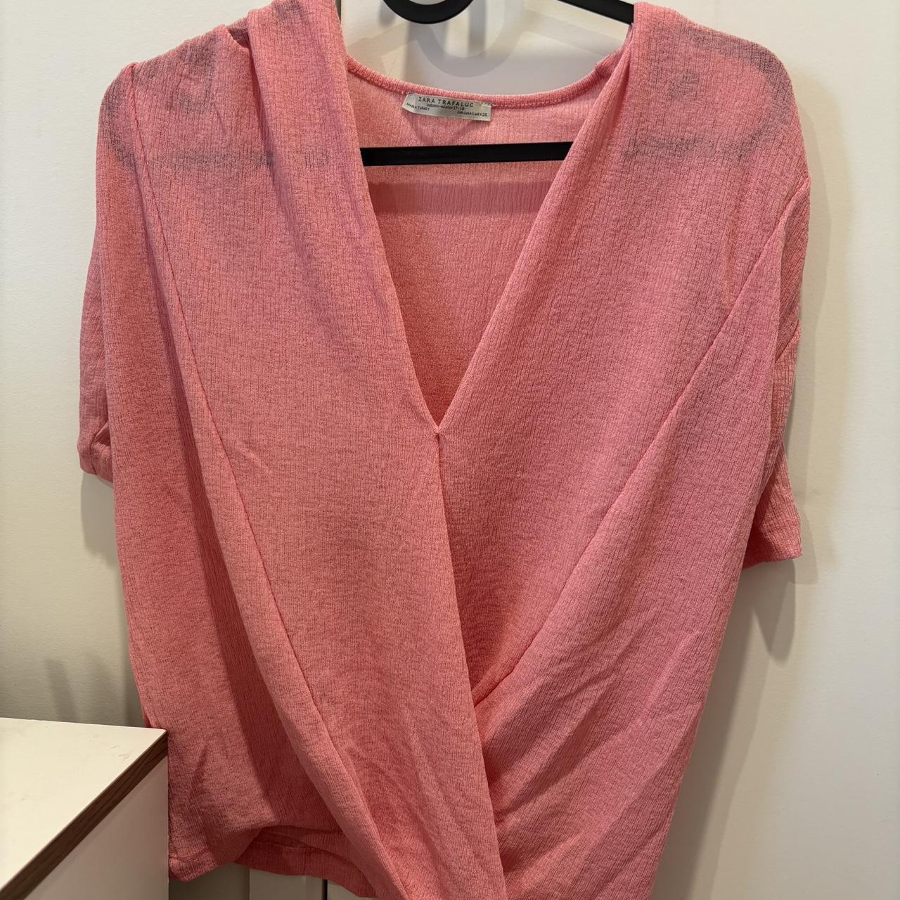 Zara Pink Sheer Top Size: Small - Depop