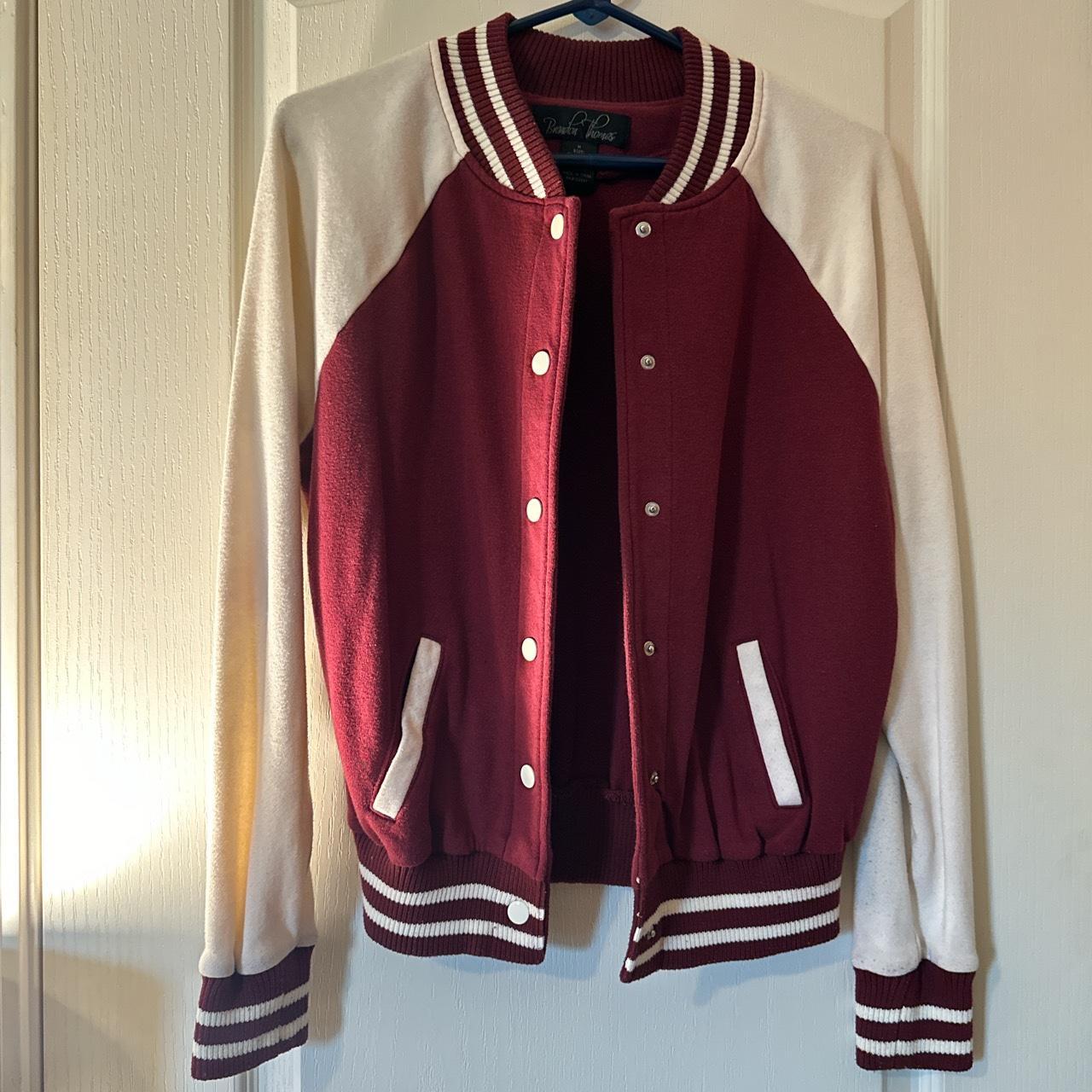 Brandon Thomas maroon varsity jacket, size medium - Depop