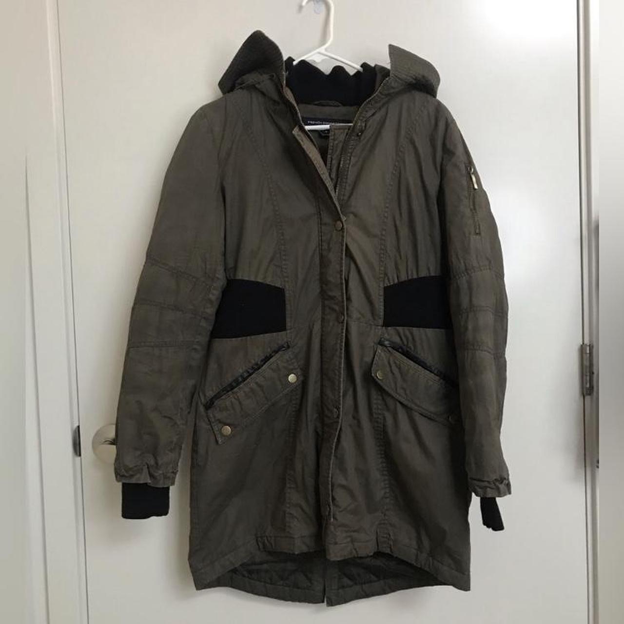 French Connection Women's Green and Black Jacket | Depop