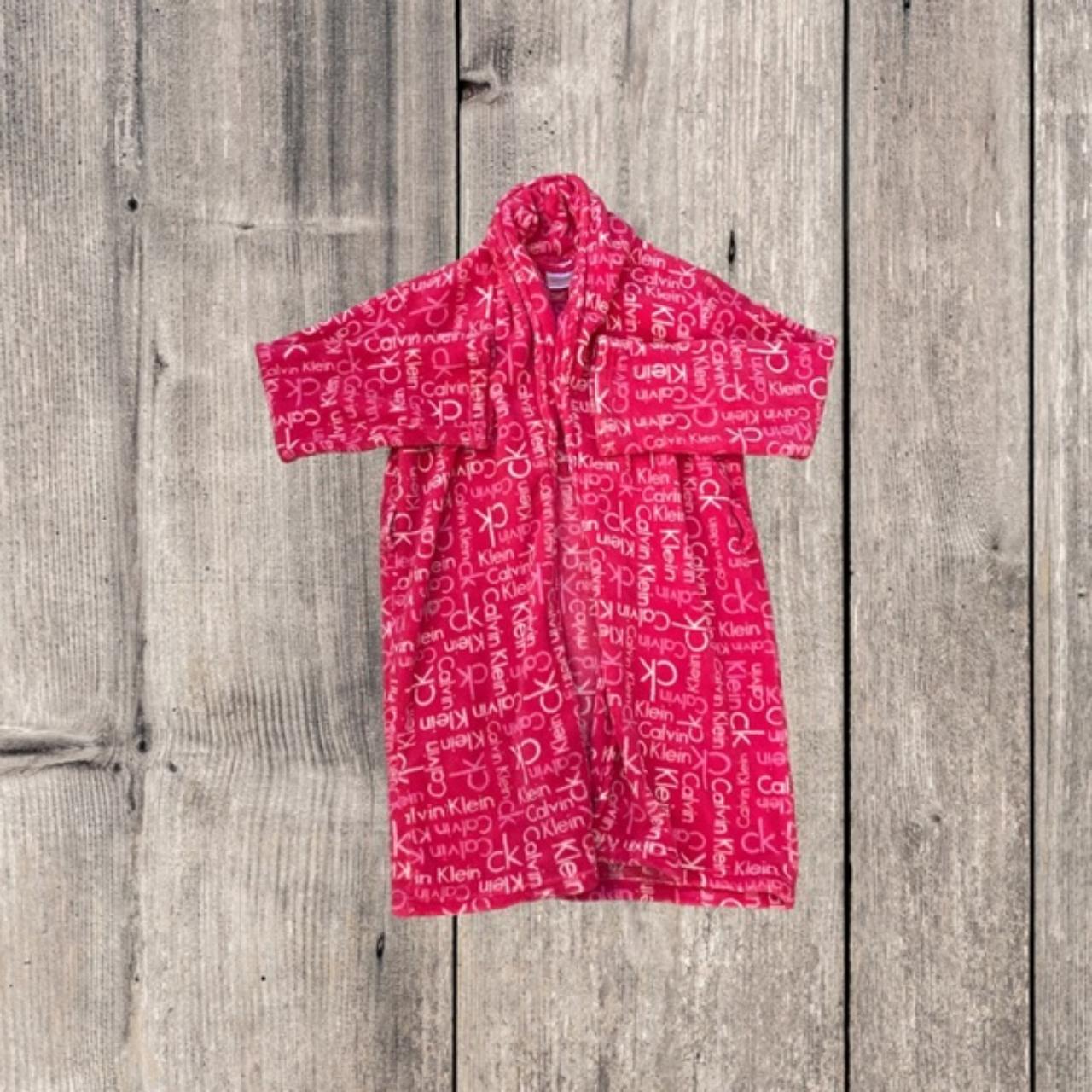 Calvin Klein Fleece Logo Robe Pink M 10-12 Brand:... - Depop