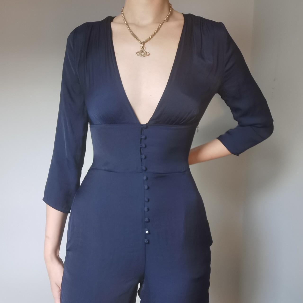 Zara midnight blue low cut jumpsuit As seen on... - Depop