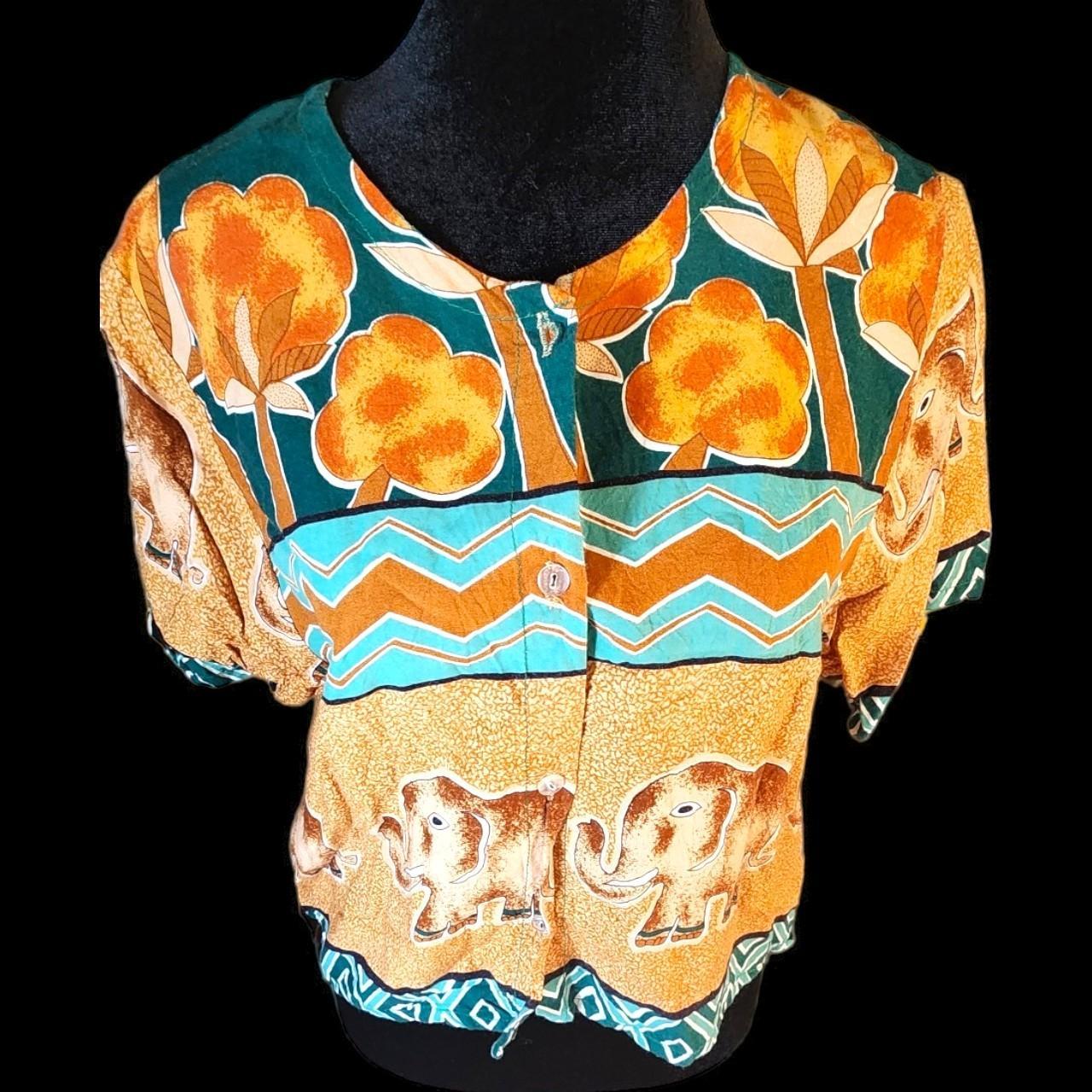 🐘Vintage 90s Safari Top Vintage 90s ethnic super... - Depop