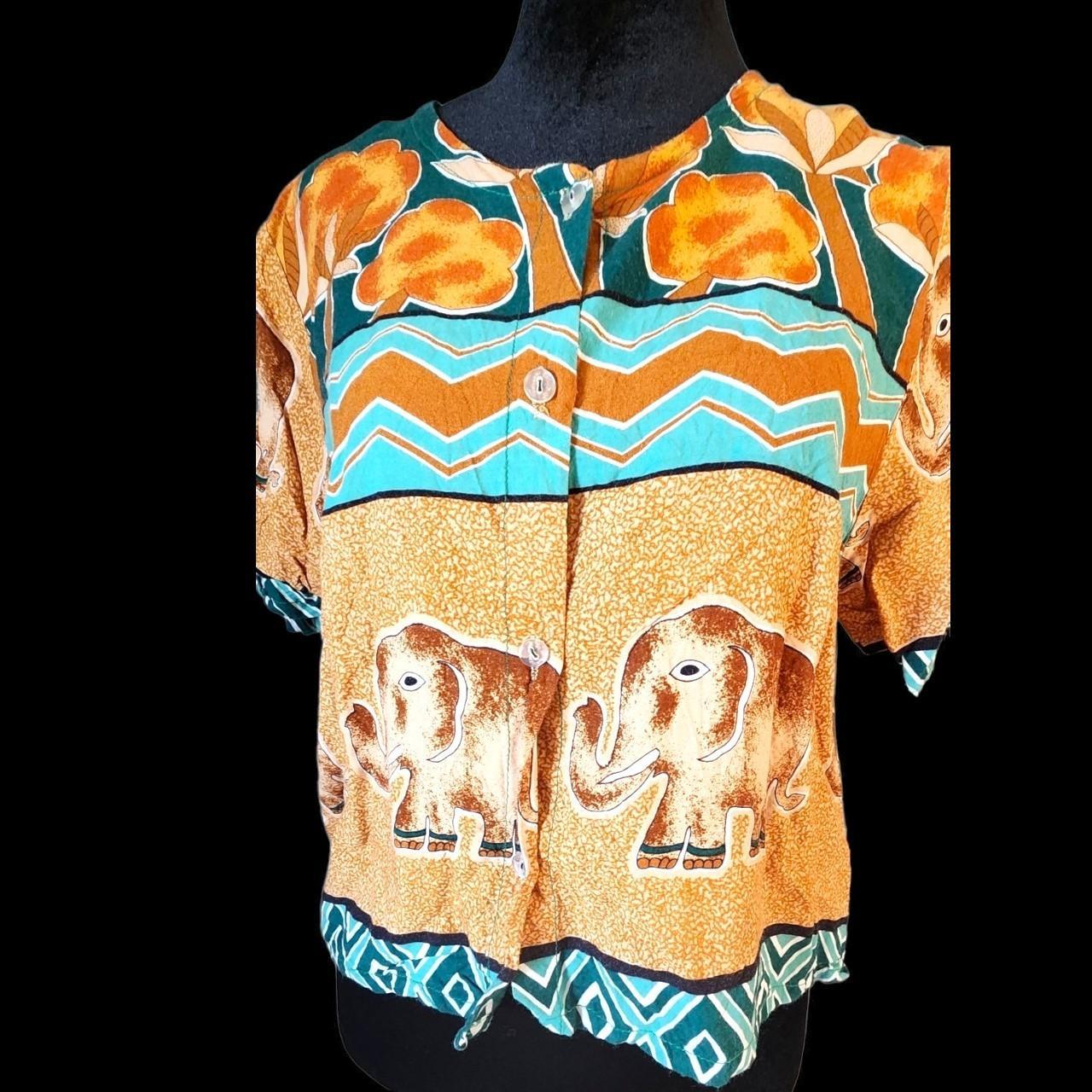 🐘Vintage 90s Safari Top Vintage 90s ethnic super... - Depop