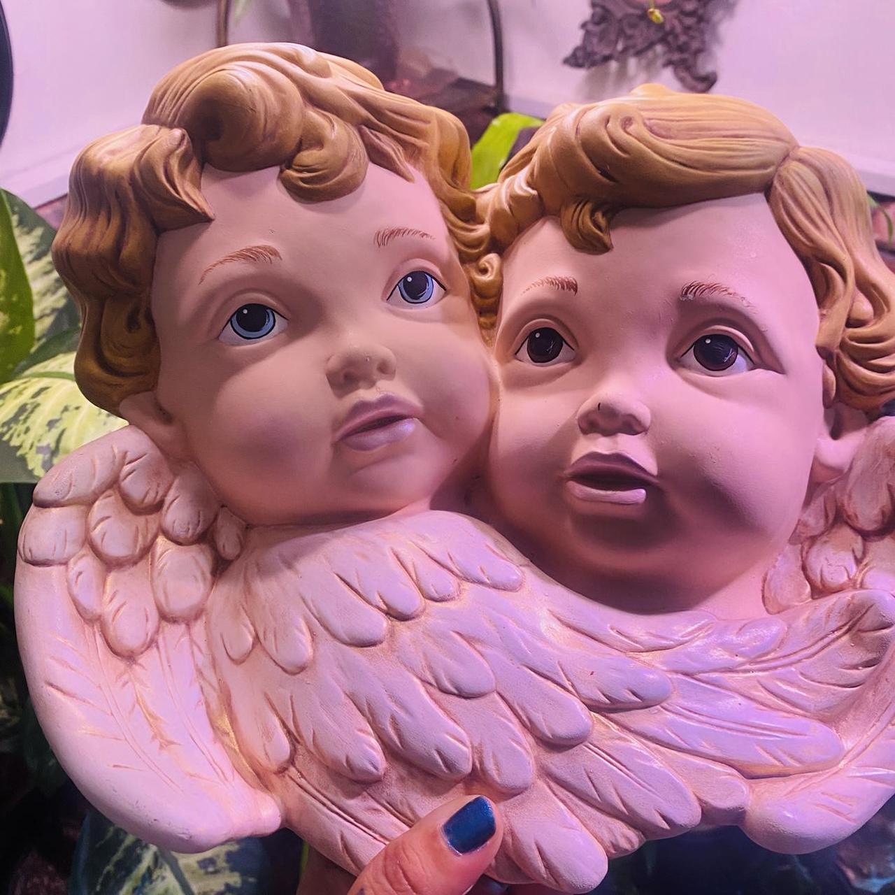 Large rare angel ceramic wall angels/cherubs - Depop
