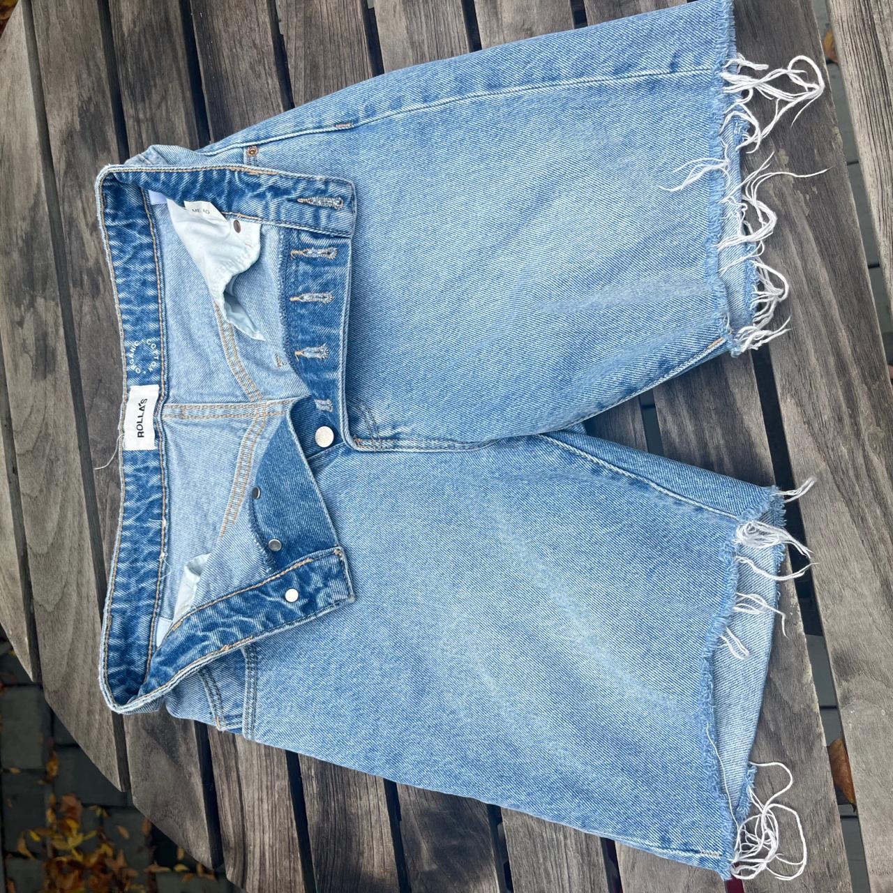 ROLLAS jean shorts. Size 26 - lightwash/mid length. - Depop
