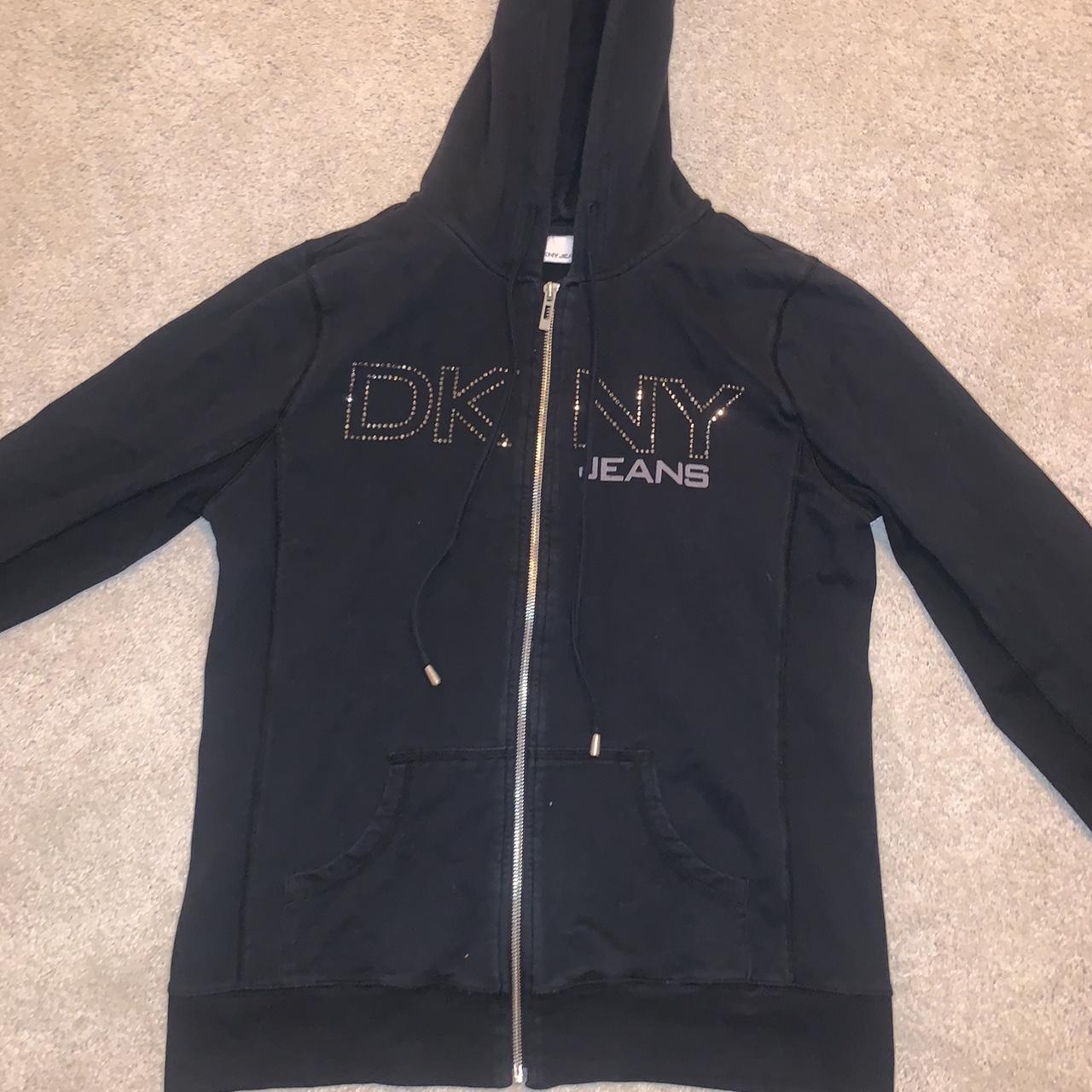 Y2K DKNY jeans zip up hoodie!! All gems are intact 💕... | Depop