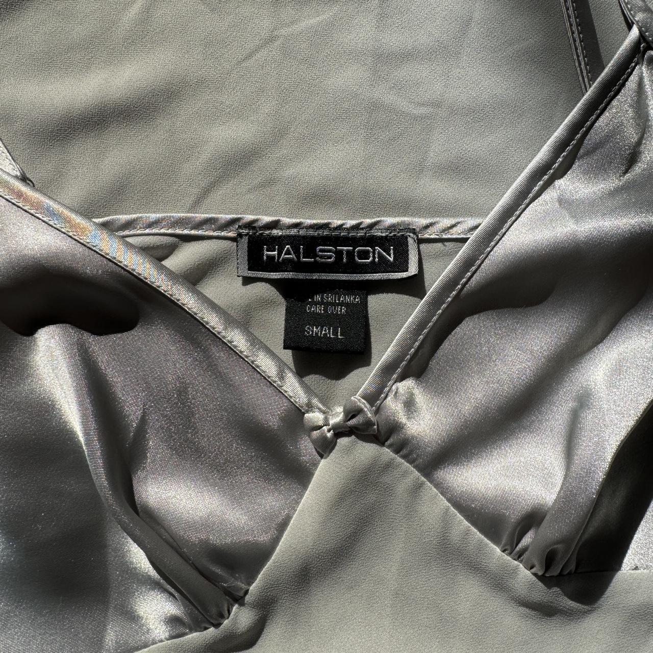 Halston vintage grey slip dress Size small Pit to... - Depop