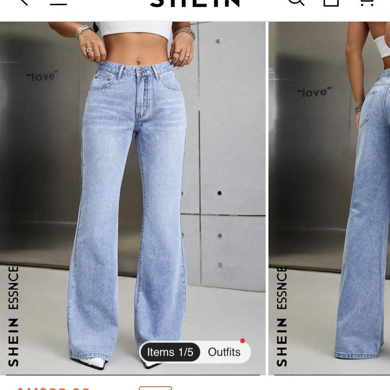 SHEIN low rise light blue denim wash jeans wide leg... - Depop