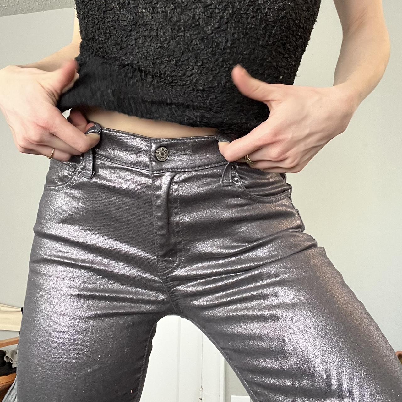 Amazing metallic jeans- gunmetal color Mid waist... | Depop