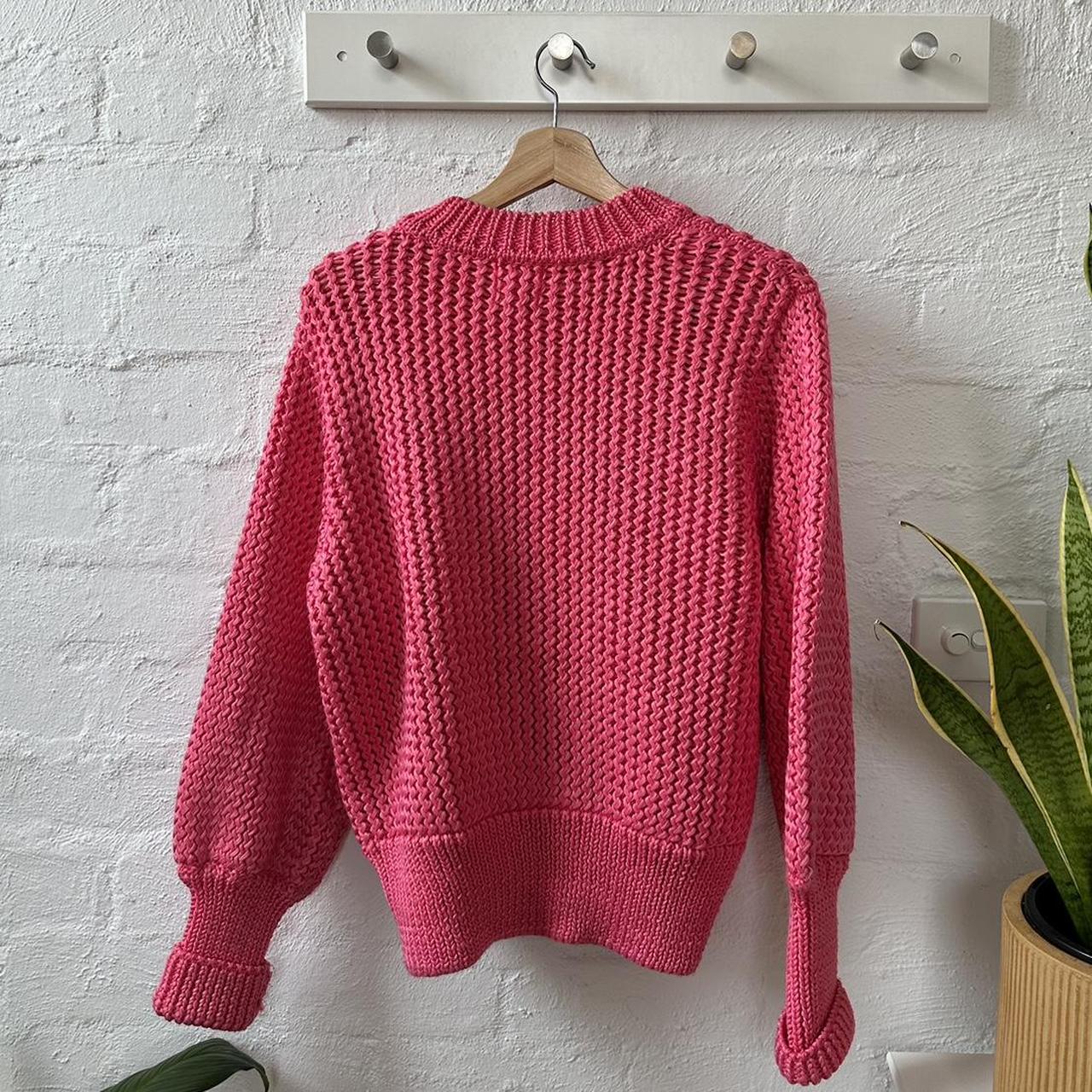 H&M chunky knit neon pink jumper - Women’s L #neon... - Depop