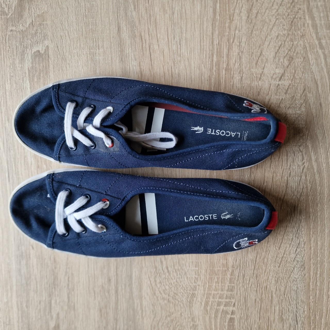UK 5 lacoste ortholite navy red white and blue... - Depop