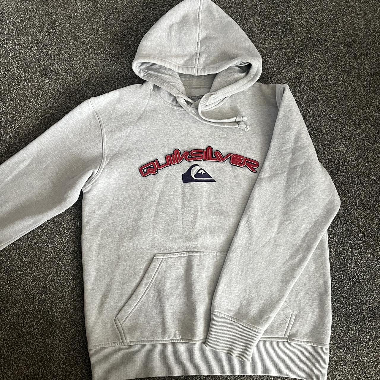 Quiksilver hoodie, grey, vintage, really good... - Depop