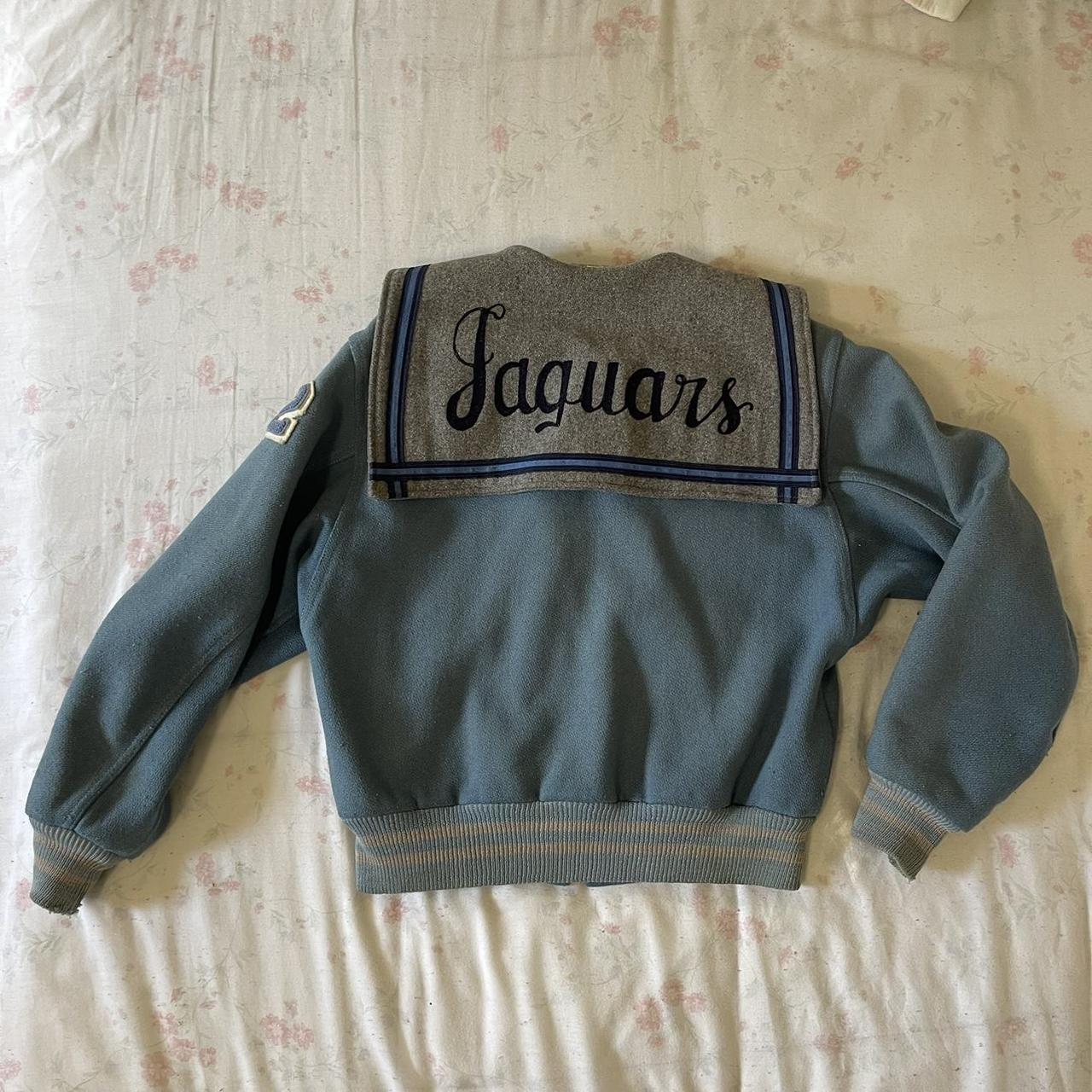 Vintage 1960s turquoise varsity jacket. Thick wool... - Depop
