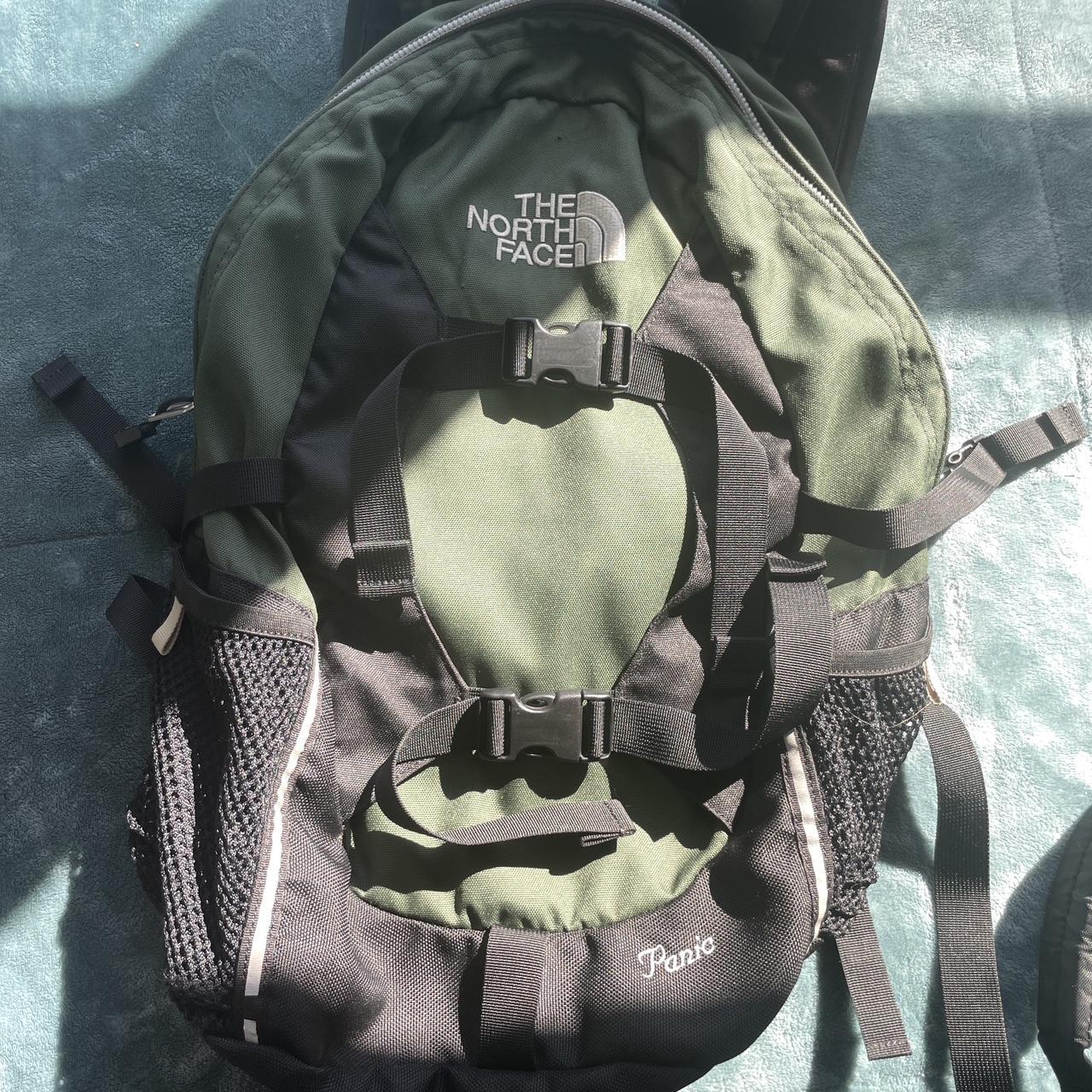 green north face panic backpack little bit of... - Depop
