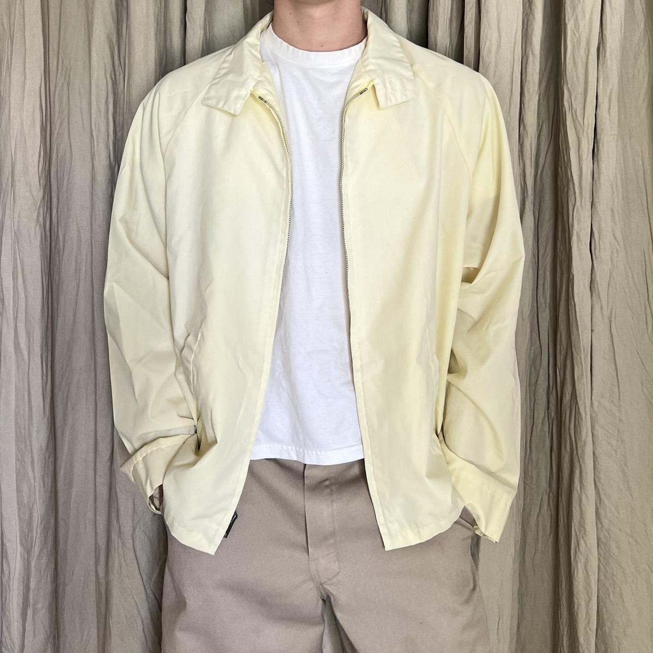 Vintage pale yellow long sleeve zip front jacket.... - Depop