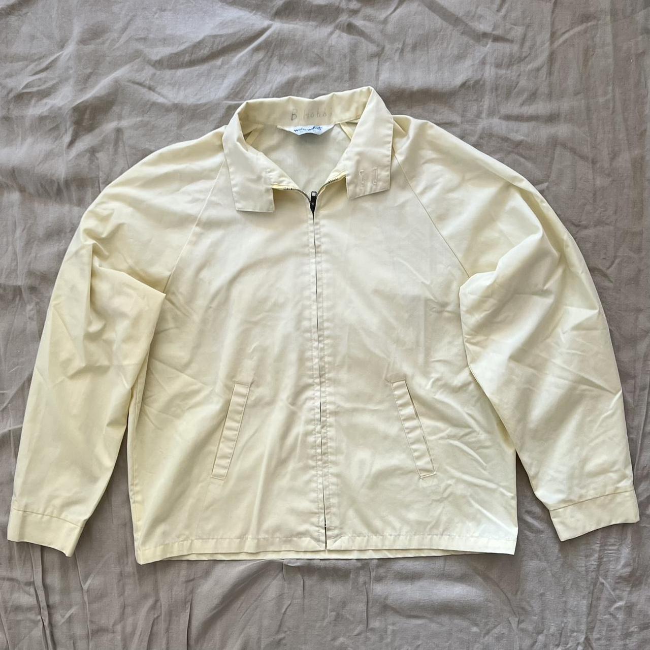 Vintage pale yellow long sleeve zip front jacket.... - Depop