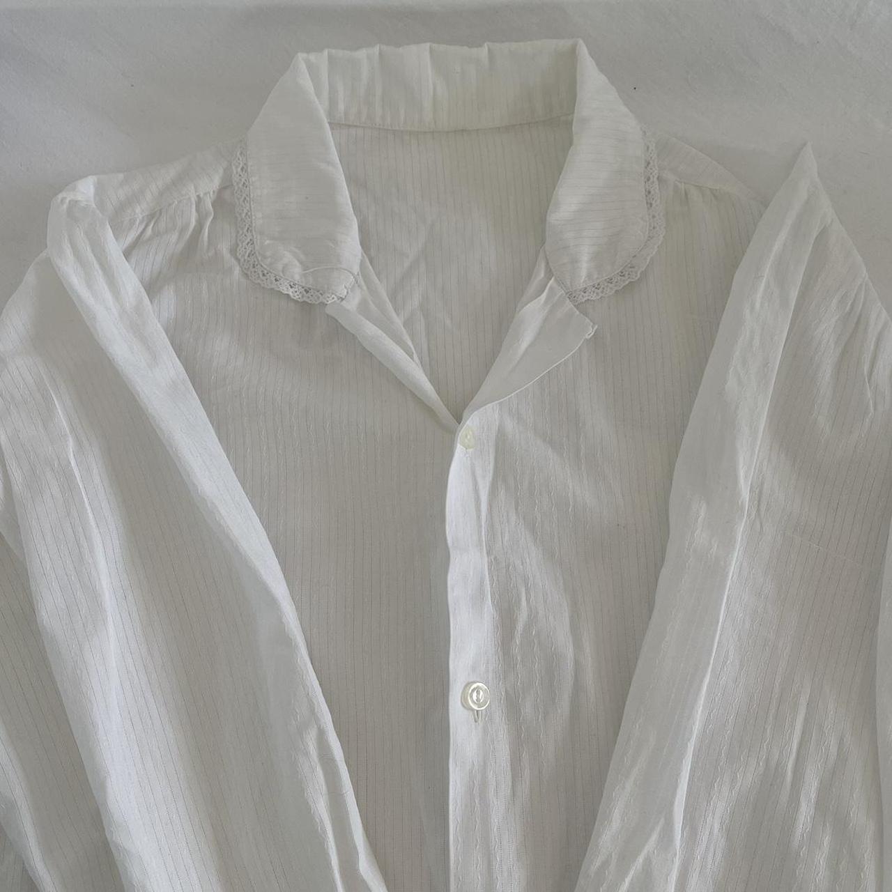 white frilly button up blouse ⭐️💌 gorgeous white... - Depop