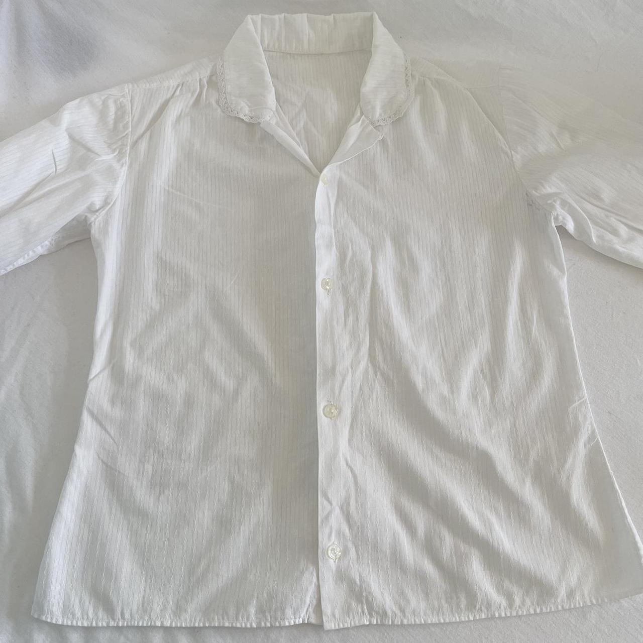 white frilly button up blouse ⭐️💌 gorgeous white... - Depop